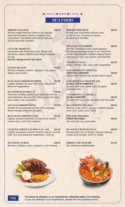 Menu – Azul Tequilas Mexican Bar & Grill